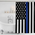 Blue American Flag Waterproof Fabric Shower Curtain,Black White Striped ...
