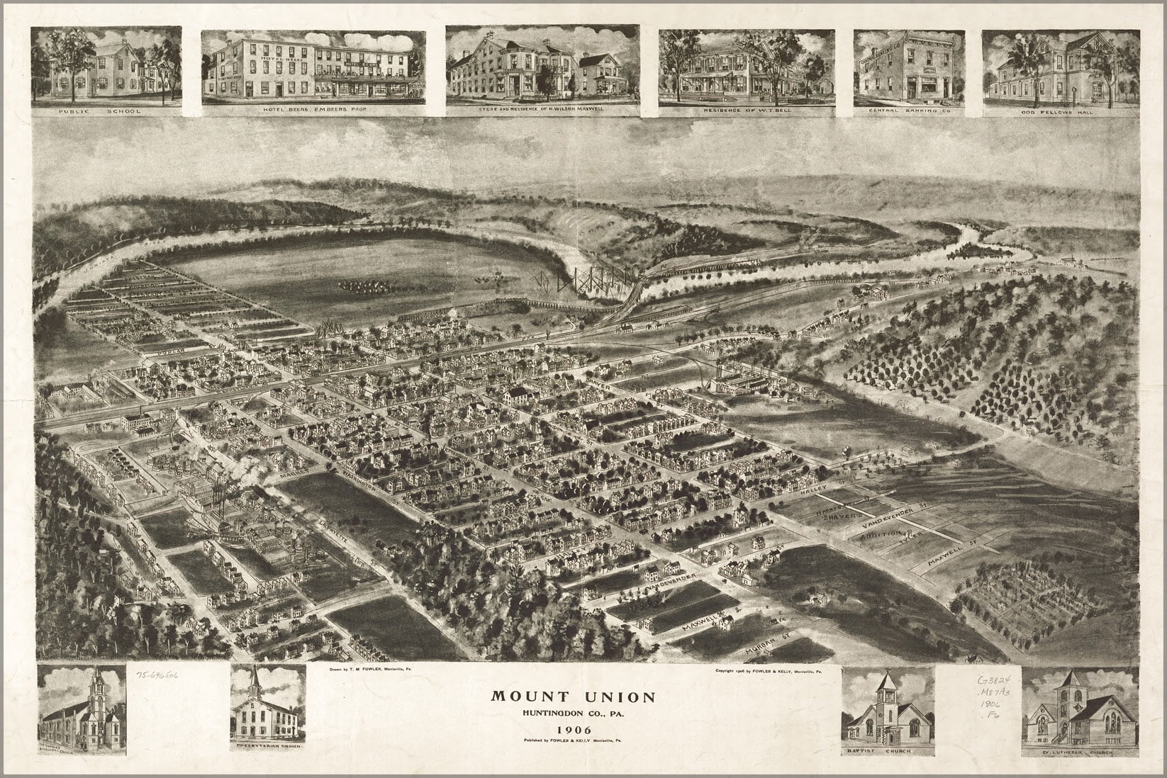 24"x36" Gallery Poster, map of Mount Union pennsylvania 1906 - Walmart.com