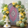 Boho Flower Arch Backdrop Cover 5 FT Blue Pink Bohemia Geometric Tribal ...