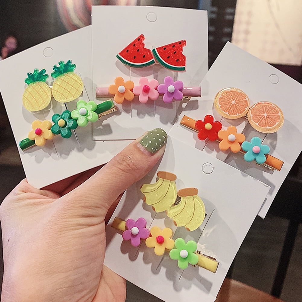 SPRING PARK 2Pcs/Set Fruit Hairpin Baby Girl Hair Clip Flower Bow Mini ...