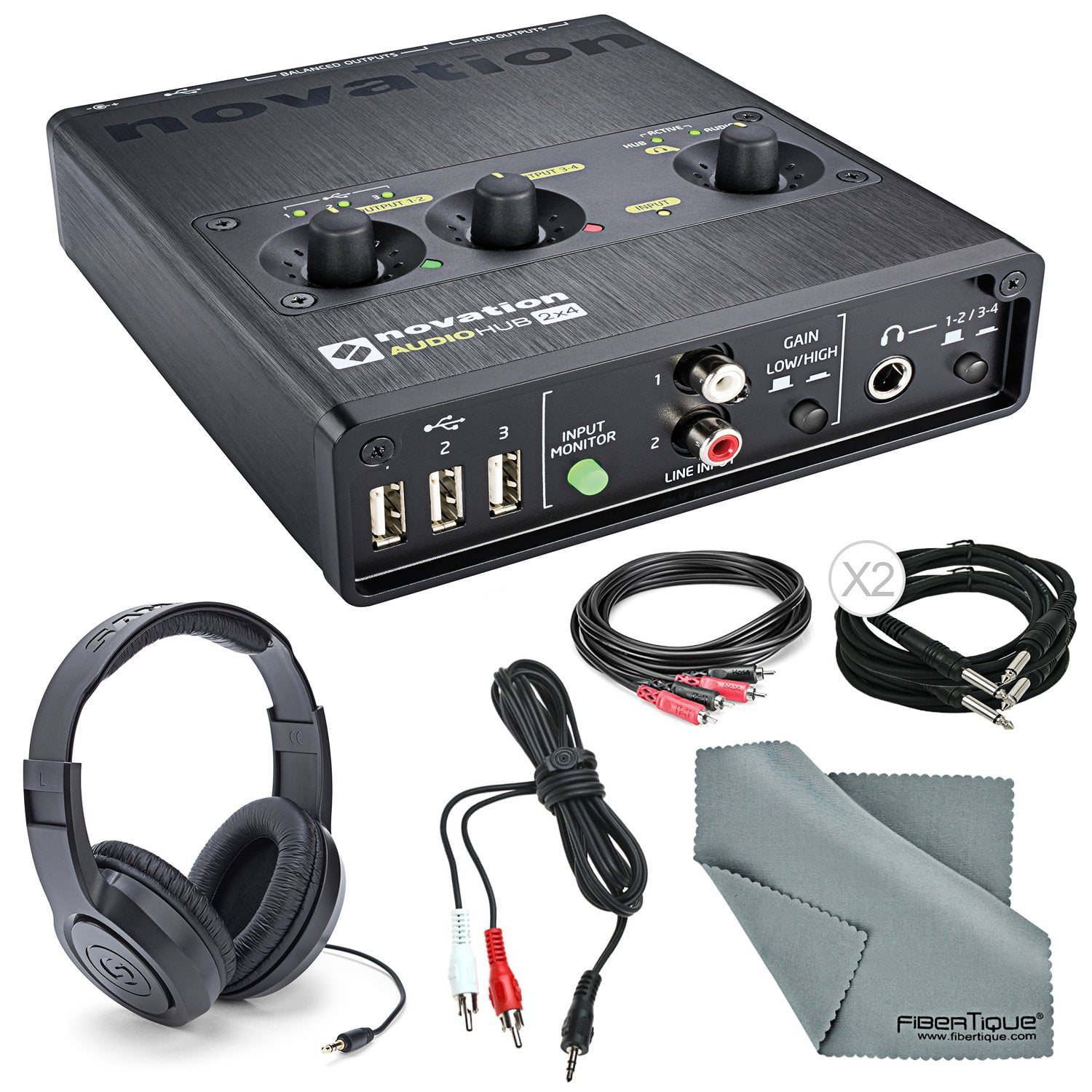 Novation Audiohub 2x4 Combined Audio Interface and USB 2.0 Hub W ...
