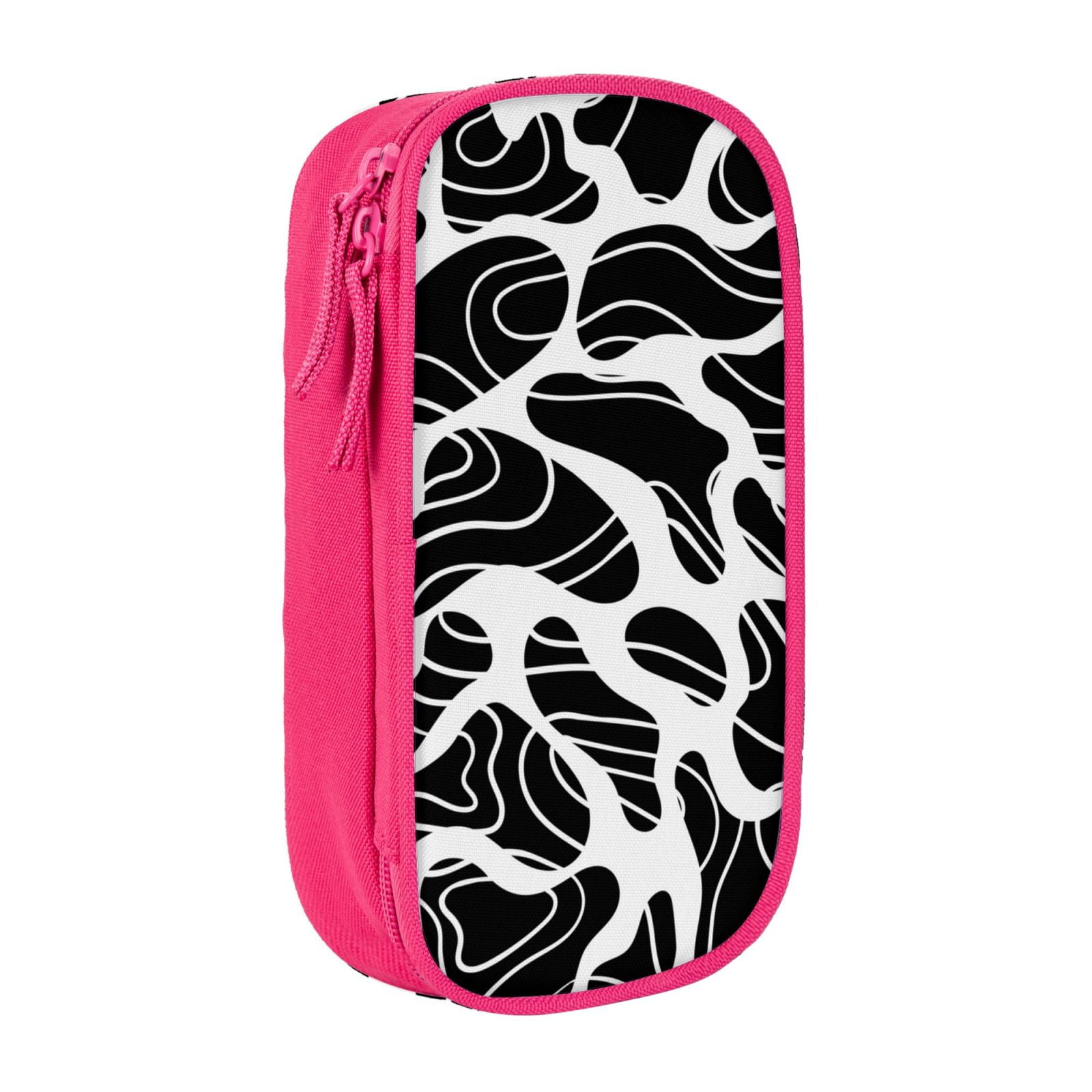 Large Storage Pencil Case, Hand Drawn Black Spots Pattern with Zipper ...