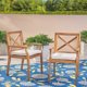 Peter Outdoor Acacia Wood Dining Chair, Set of 2, Teak with Cream ...
