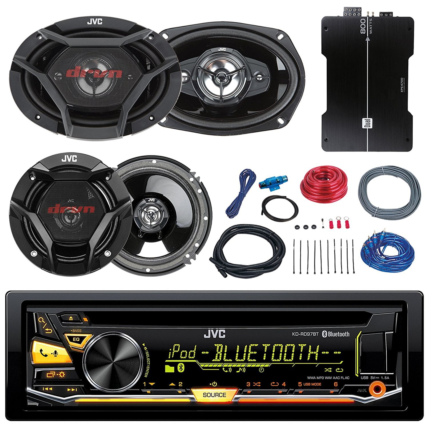 JVC KD-RD97BT Bluetooth USB/AUX CD/MP3/WMA Receiver Bundle Combo With ...