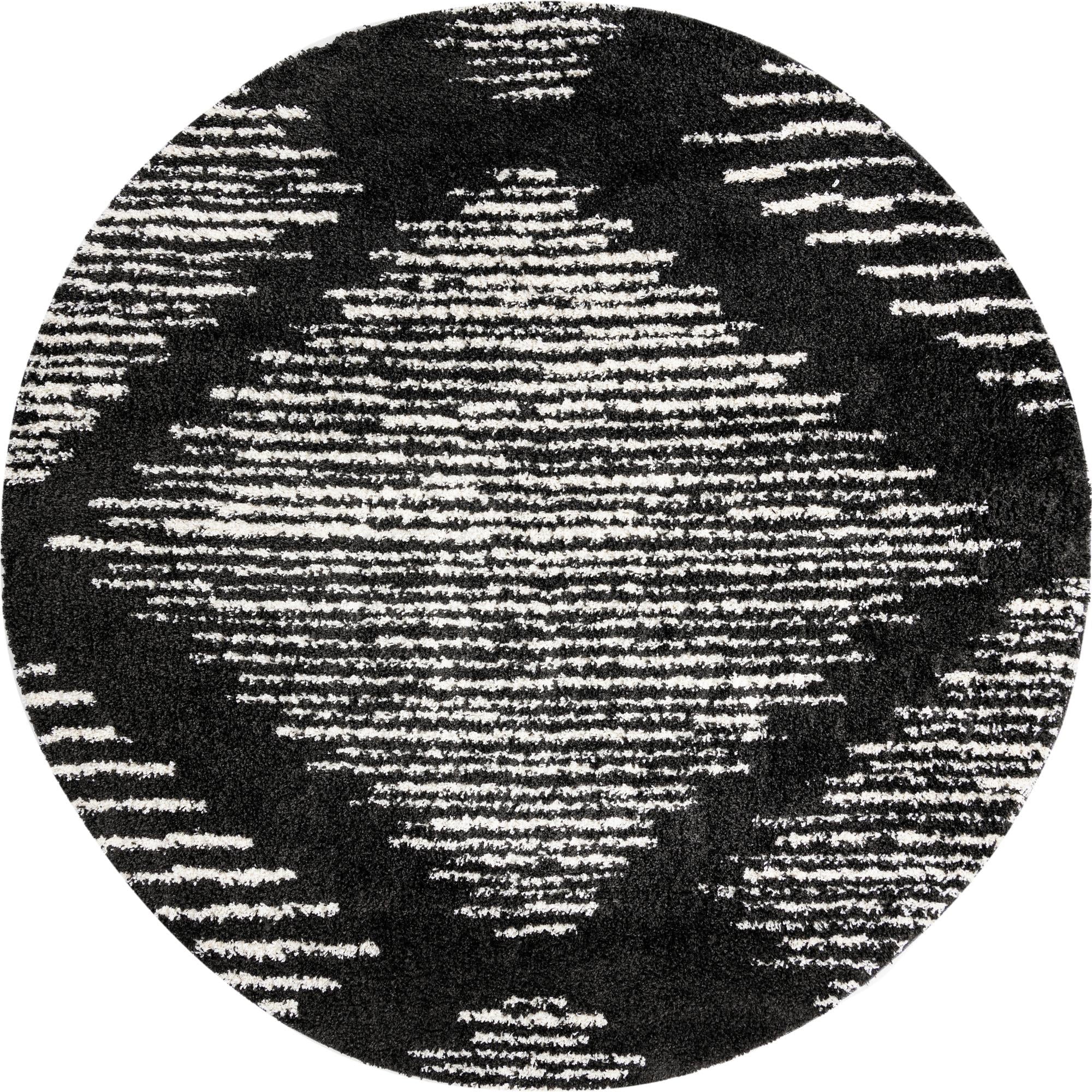 Rugs.com Serenity Shag Collection Rug – 10 Ft Round Black And White ...