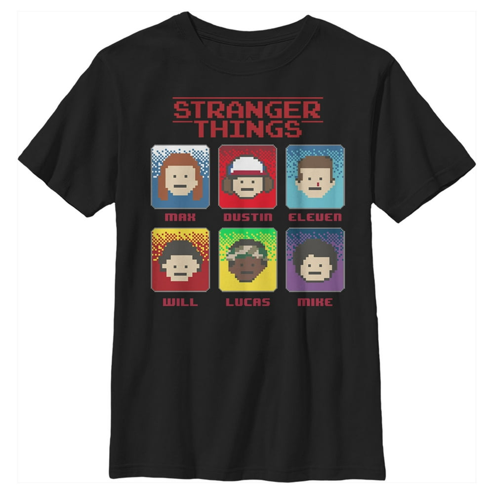 Stranger Things - Boy's Stranger Things Group Shot 8-Bit Box Up T-Shirt ...