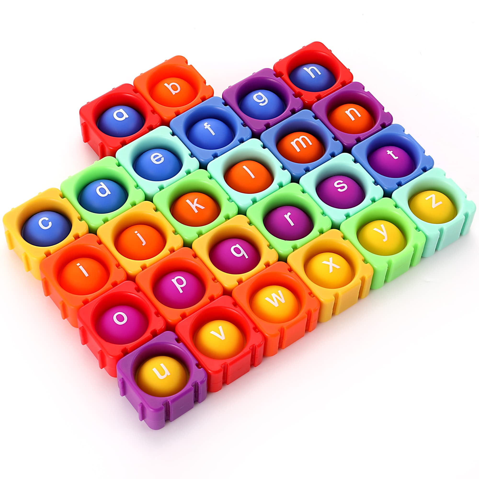 Lowercase NowFuture Alphabet Pop its Fidget Blocks,Rainbow Seven Color ...