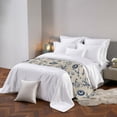 Blue Paper Fan Bed Runner Queen Size Cherry Blossom Branch Japanese ...