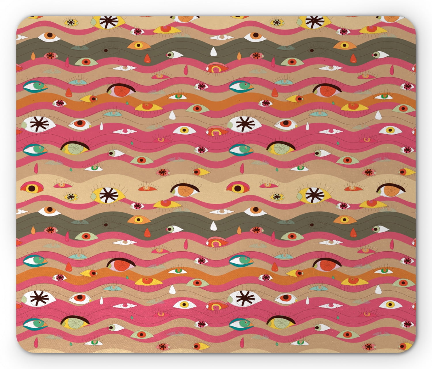 Eye Mouse Pad, Psychedelic Groovy Abstract Composition with Various ...