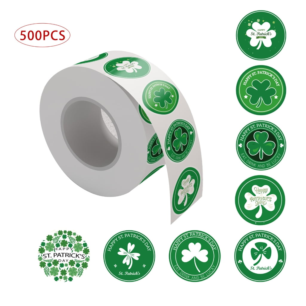 500x Round Irish Shamrock Stickers St.patrick Day Clover-Stickers Party ...