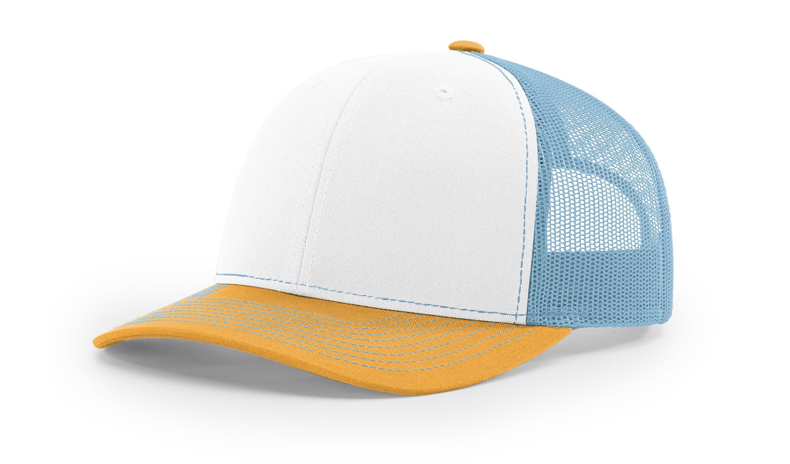 Richardson 112 Trucker Hat - Tri White/Columbia Blue/Yellow OSFM ...