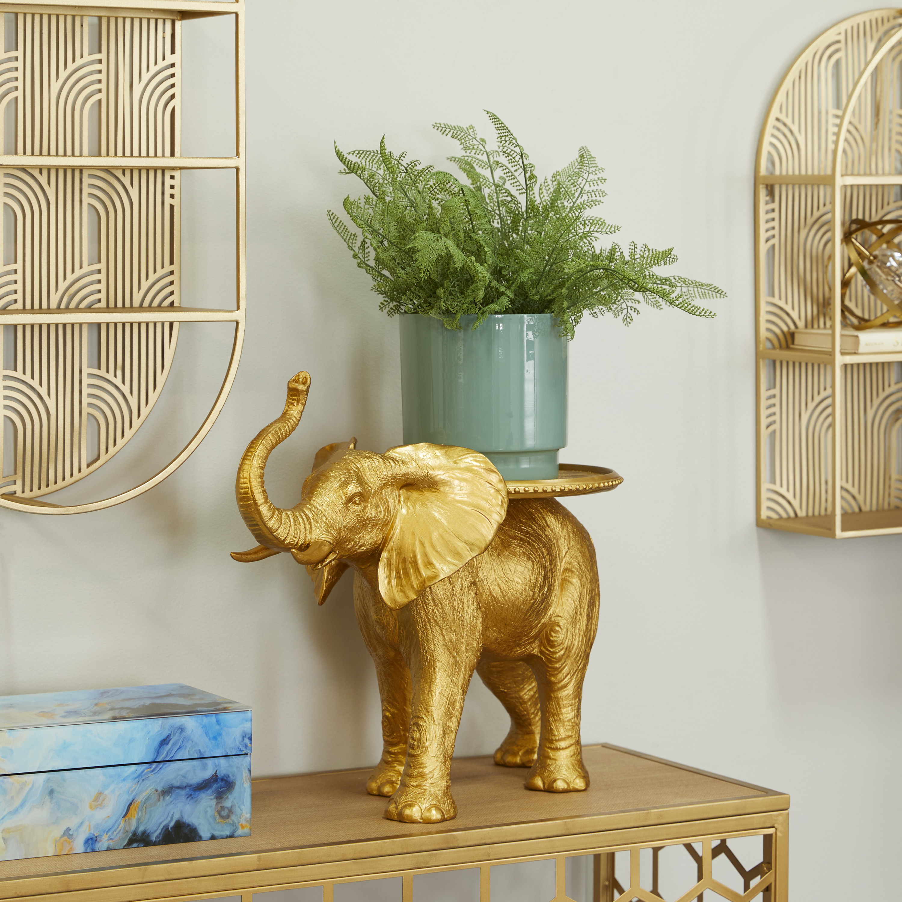 22" x 18" Gold Resin Elephant Sculpture, by The Novogratz - Walmart.com