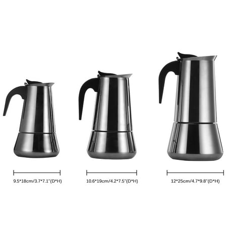 300/450/600ml Coffee Maker Mocha Coffee Pot Moka Stainless Steel Filter ...