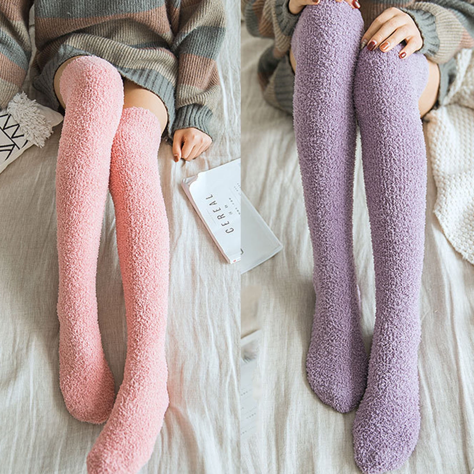 Travelwant Wool Thigh High Socks Over the Knee Socks Thigh High ...