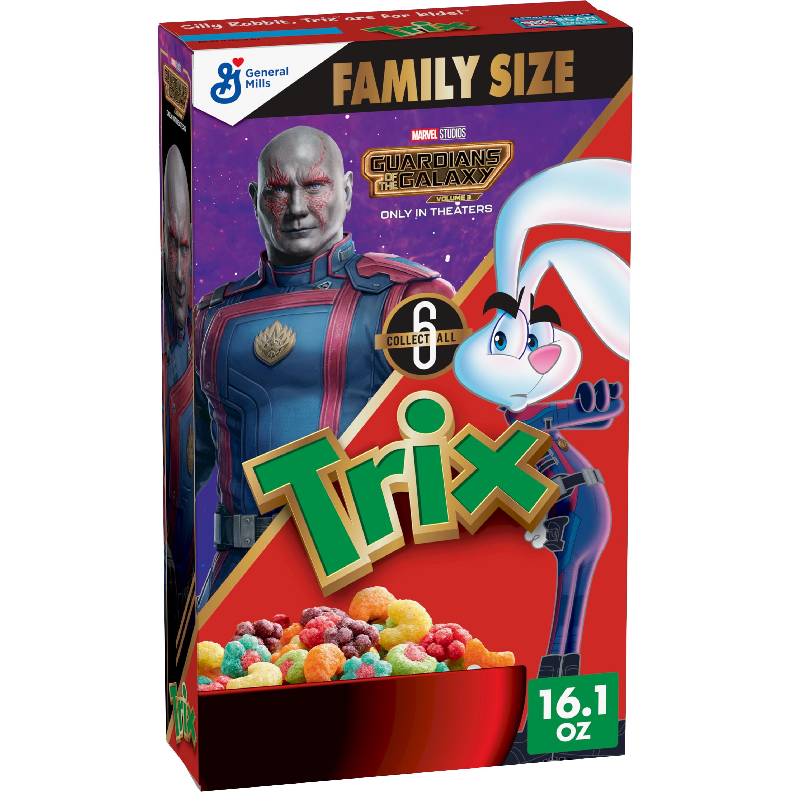 Trix Fruity Breakfast Cereal, 6 Fruity Shapes, Whole Grain, Family Size ...