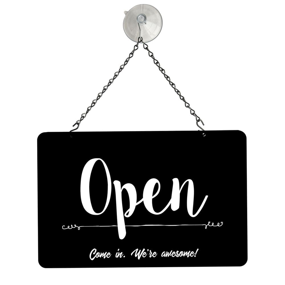 NAHANCO 12"W X 8"H Metal Open/Closed Sign Kit, Black (Pack of 1 ...