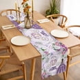 Happy Birthday Cotton Linen Table Runner Watercolor Purple Floral ...