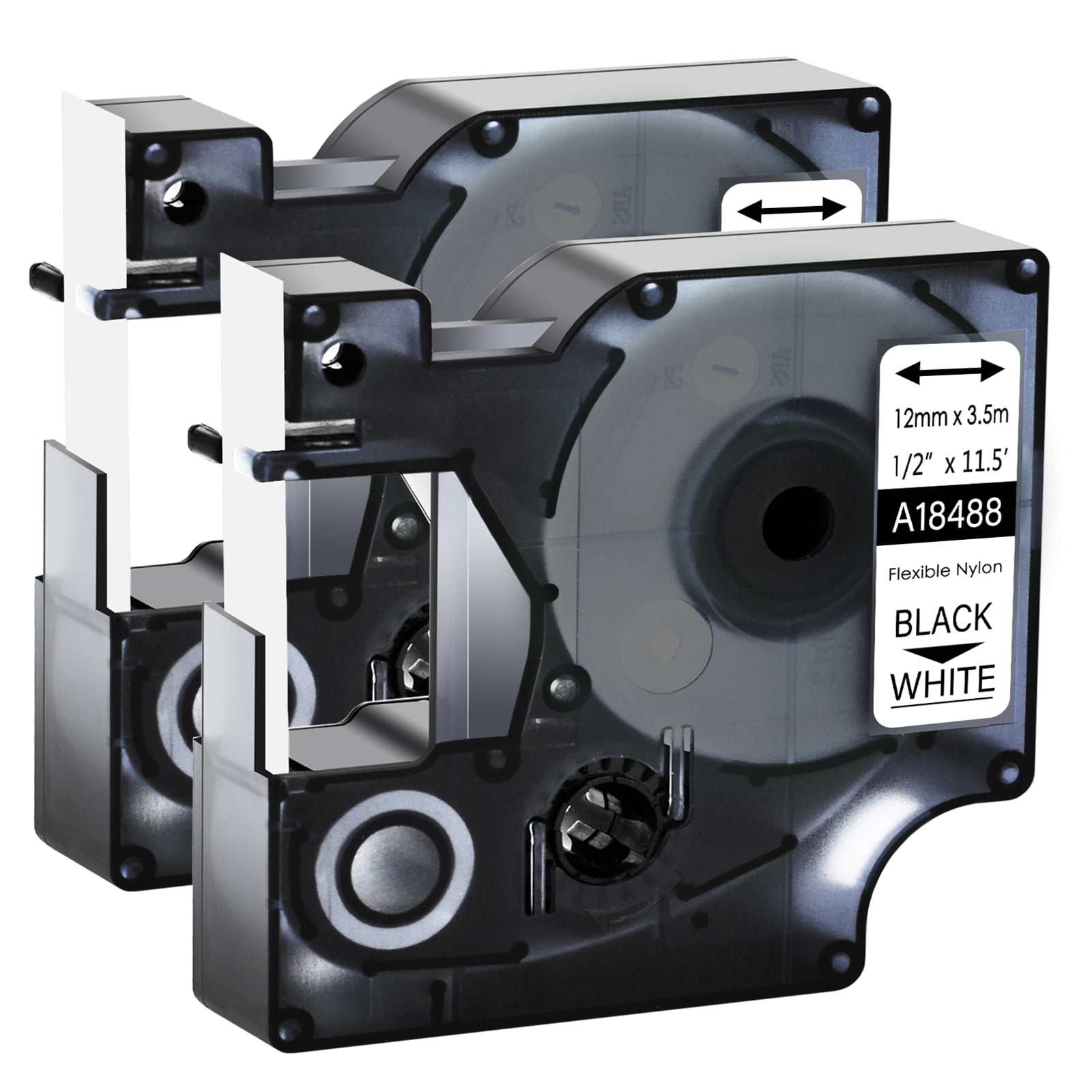 GREENCYCLE 2PK Industrial Flexible Nylon Label Tape Compatible for Dymo ...