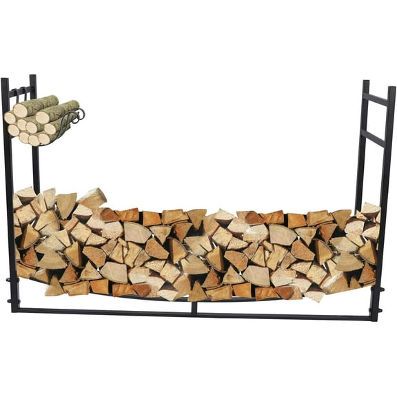 vidaXL Firewood Rack Storage Fire Log Stand Stacker Holder Matt Black ...