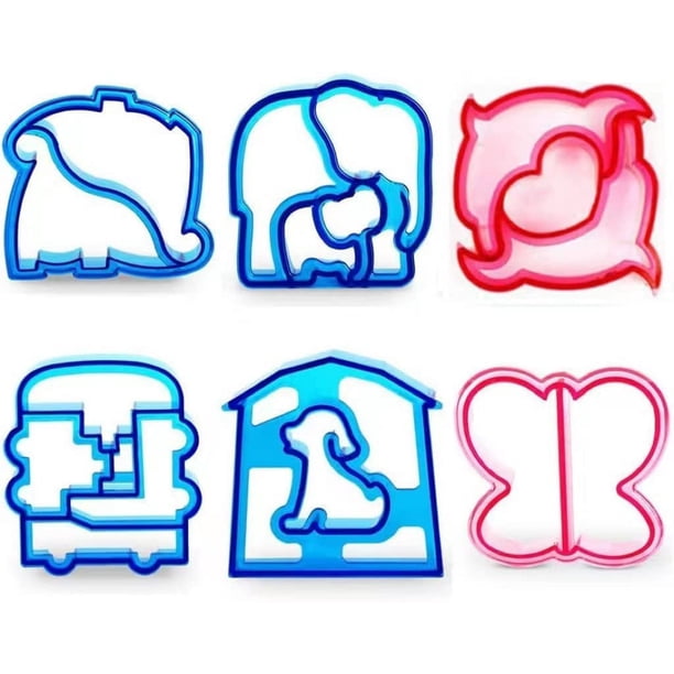 6 Pack Sandwich Cutters and Bread Crust Shape Remover for Kids, Messar ...