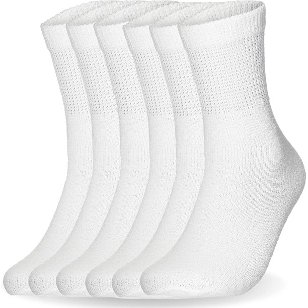 Special Essentials 6 Pairs Cotton Diabetic Ankle Socks For Men And Women White Size 9 11