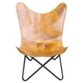 AmeriHome Natural Leather Butterfly Chair in Light Tan - Walmart.com