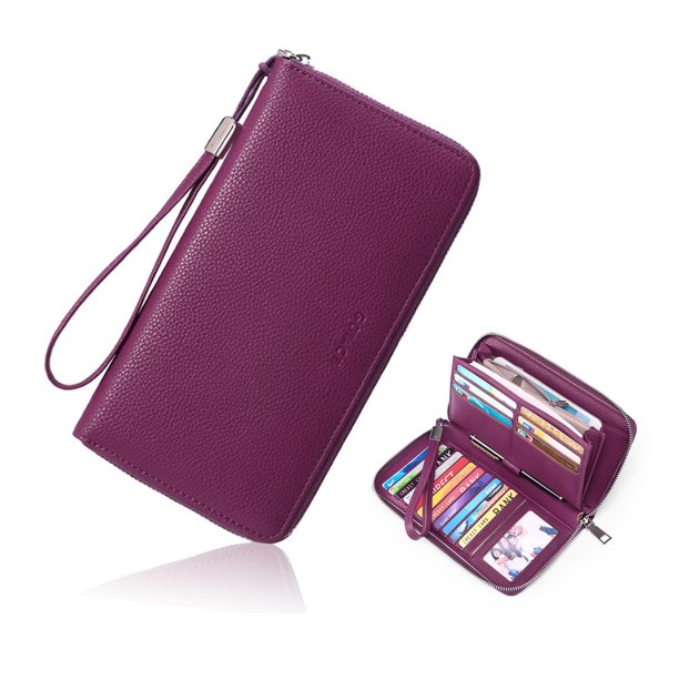 Rfid Long Women Wallet Retro Zipper Female Clutch Wallet,Dark violet ...