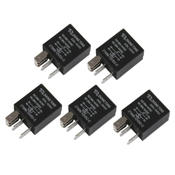 5 Pieces 5-PRONG Relay Relays for Automotive Alarms Headlight Black ...