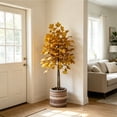 IARTTOP 5.2ft Artificial Maple Tree Faux Dark Yellow Leaves Natural ...