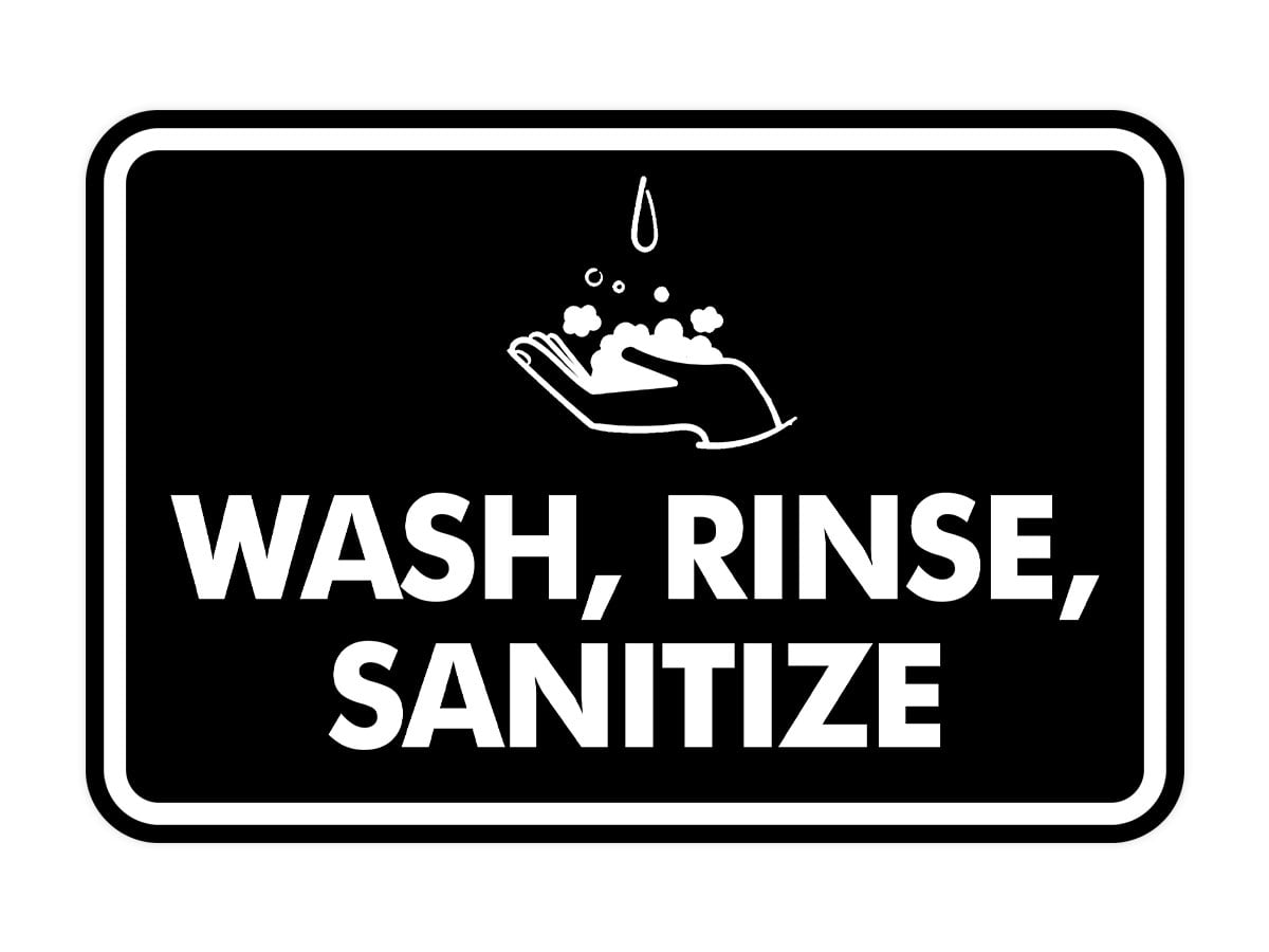 Signs ByLITA Classic Framed Wash, Rinse, Sanitize Sign (Black) - Large ...