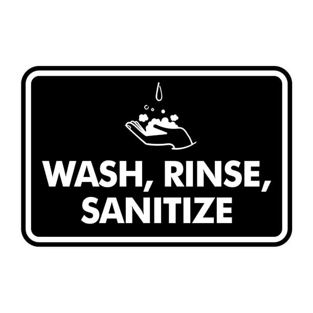 Signs ByLITA Classic Framed Wash, Rinse, Sanitize Sign (Black) - Large ...
