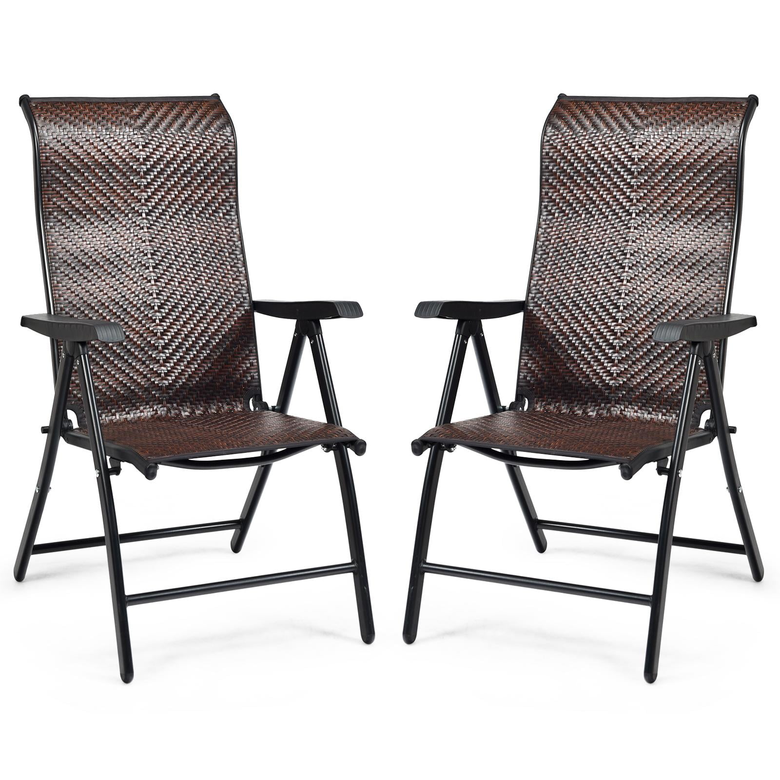Giantex Rattan Reclining Folding Chair , Wicker Portable Chair w/5 ...