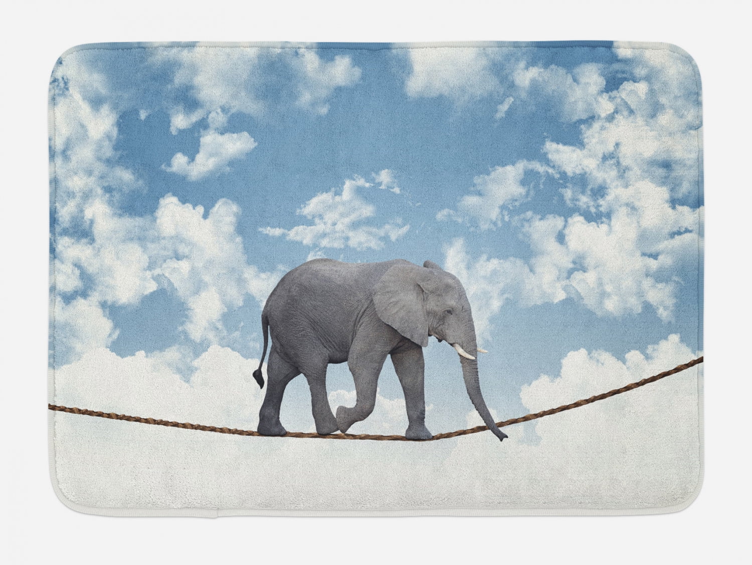 Elephant Bath Mat, Classic African Elephant Walking on Rope Heavy Large ...