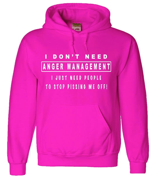 Mens Hoodie Pink Anger Management Funny Sweatshirt - Walmart.com