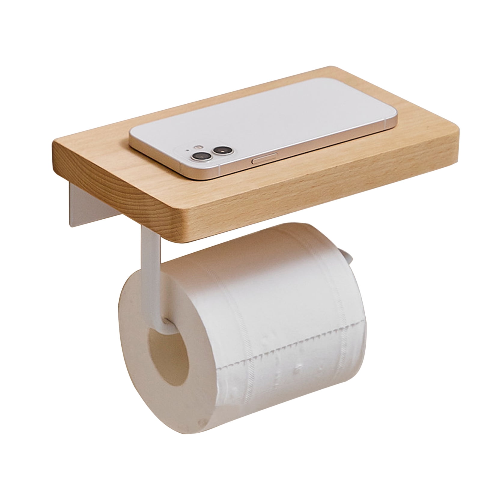 Tissue Rack Strong Bearing Capacity Punch Free Wooden Bathroom Toilet ...
