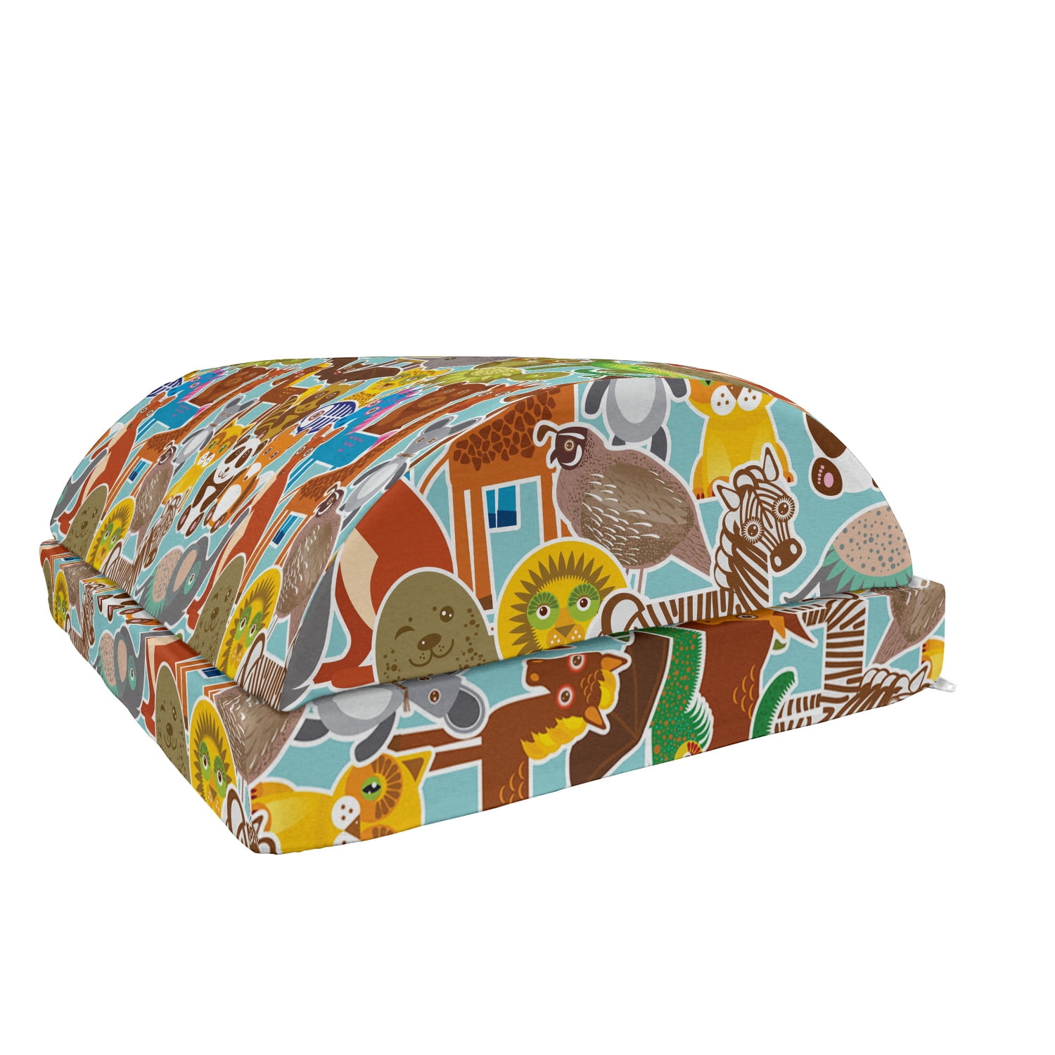 Animals Foot Rest, Various Kinds of Wildlife Animals on a Blue ...