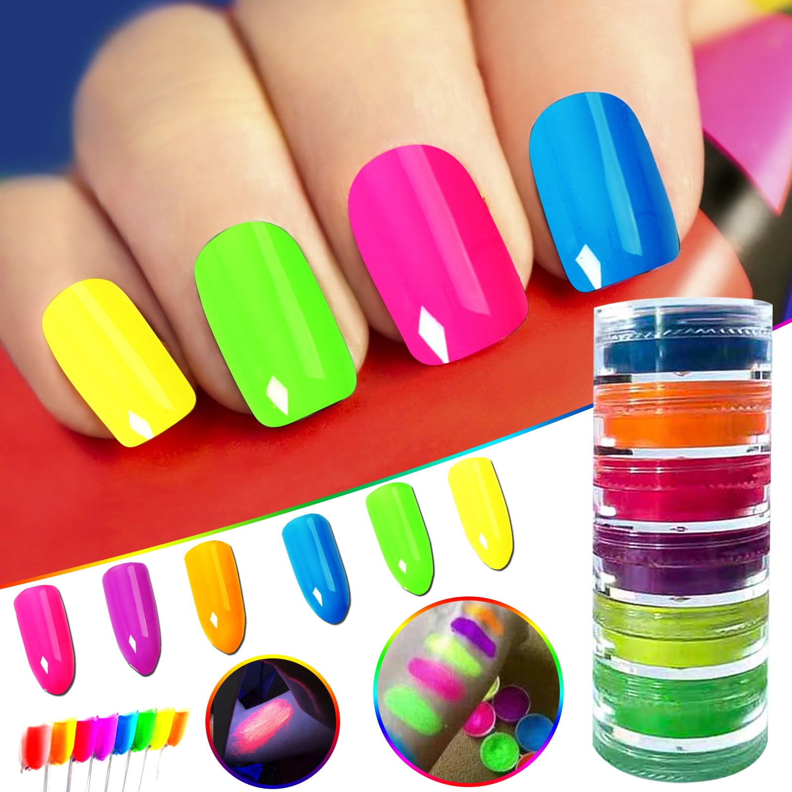 Neon Nails With Glitter