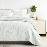 Ultra Soft Lightweight Quilt Set in Sprouted Vines Light Gray | Comfort ...