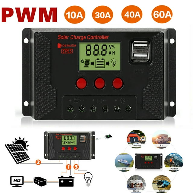 50A LCD Solar Panel Regulator Charge Controller 12V/24V Auto Focus ...