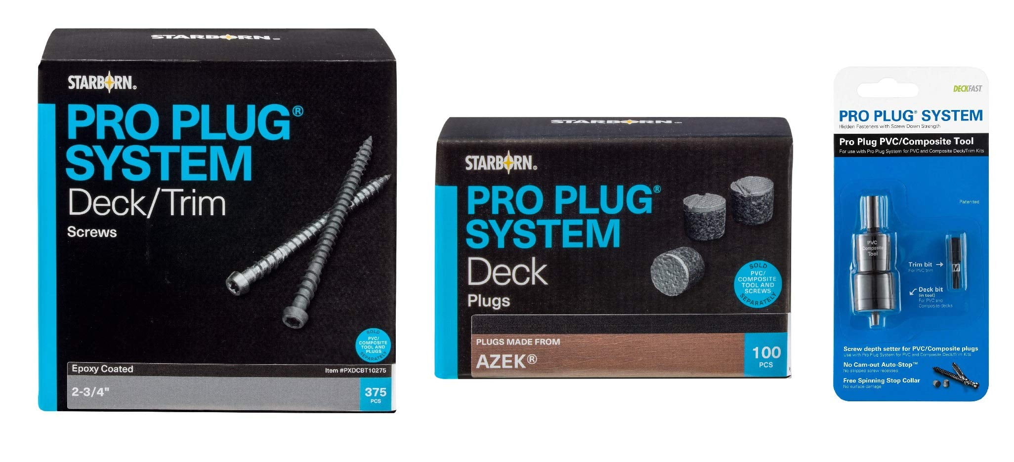 Pro Plug System Combo Kit, 375 Plugs and 375 Epoxy Screws and PVC Tool ...