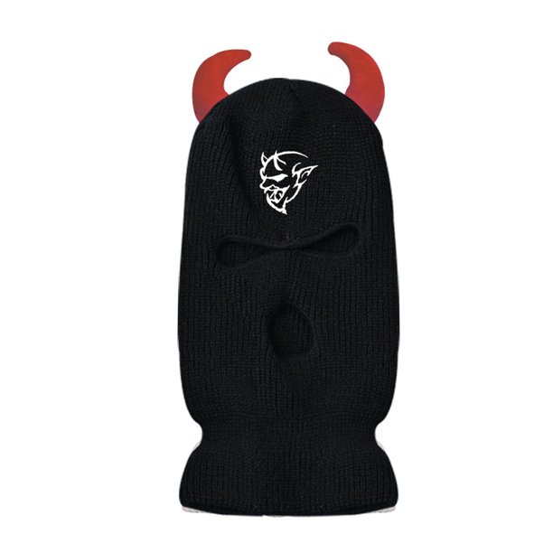 XINYTEC 3 Hole Horns Knitted Ski Mask Full Face Mask Devil Print ...