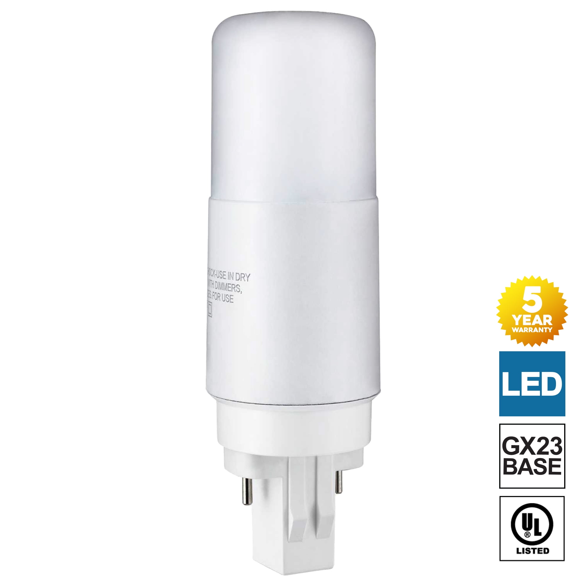Sunlite GX23 LED Bulb, 2-Pin PLV, 7 Watt, Cool White (4000K), Full 360 ...