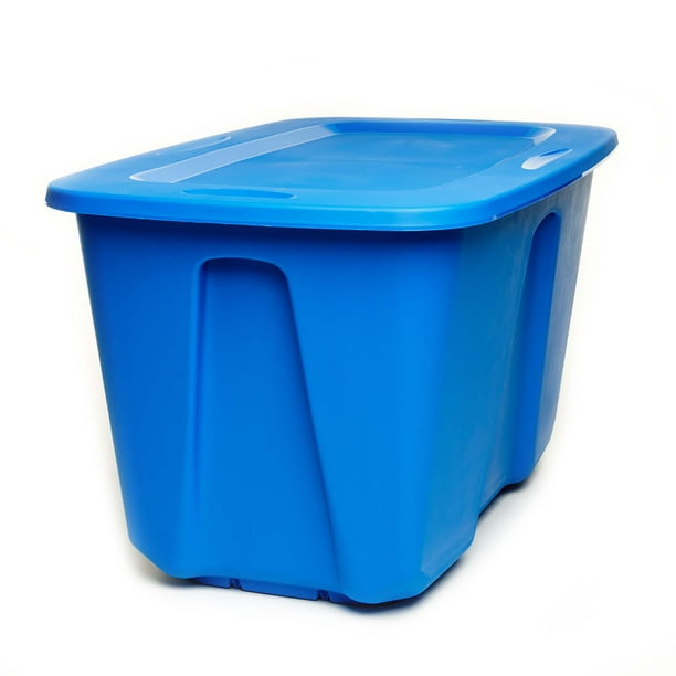 Homz® 32 Gallon Plastic Storage Container, Blue Bin with Matching Lid ...