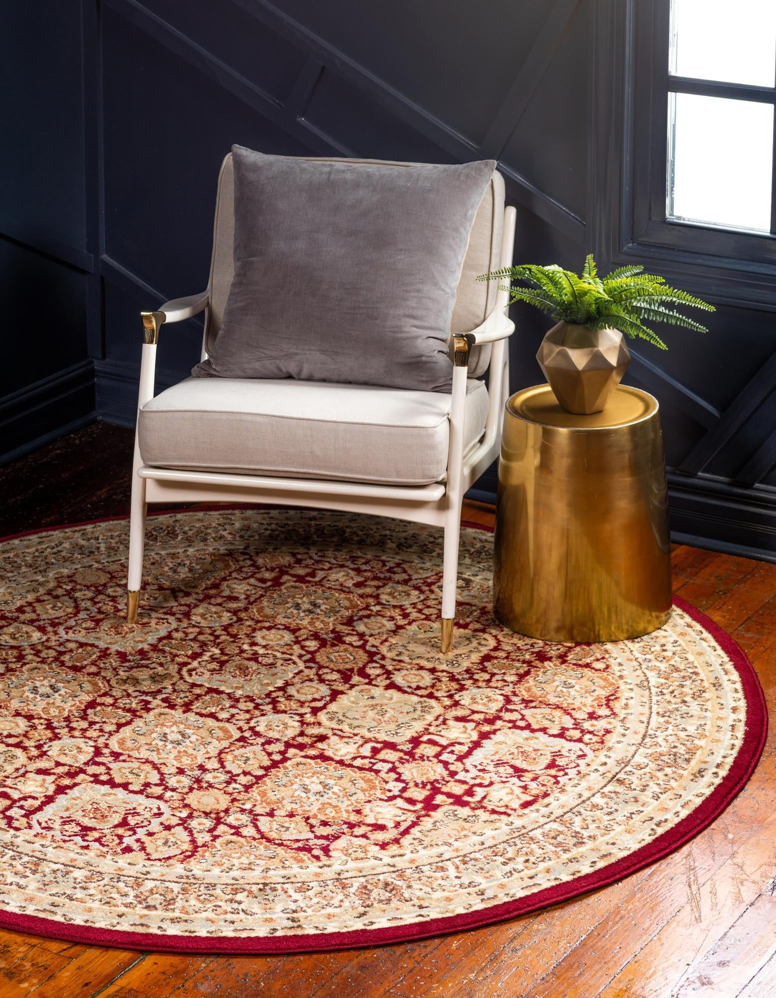 Rugs.com Aditi Collection Rug – 6' Round Red Low Rug Perfect For ...