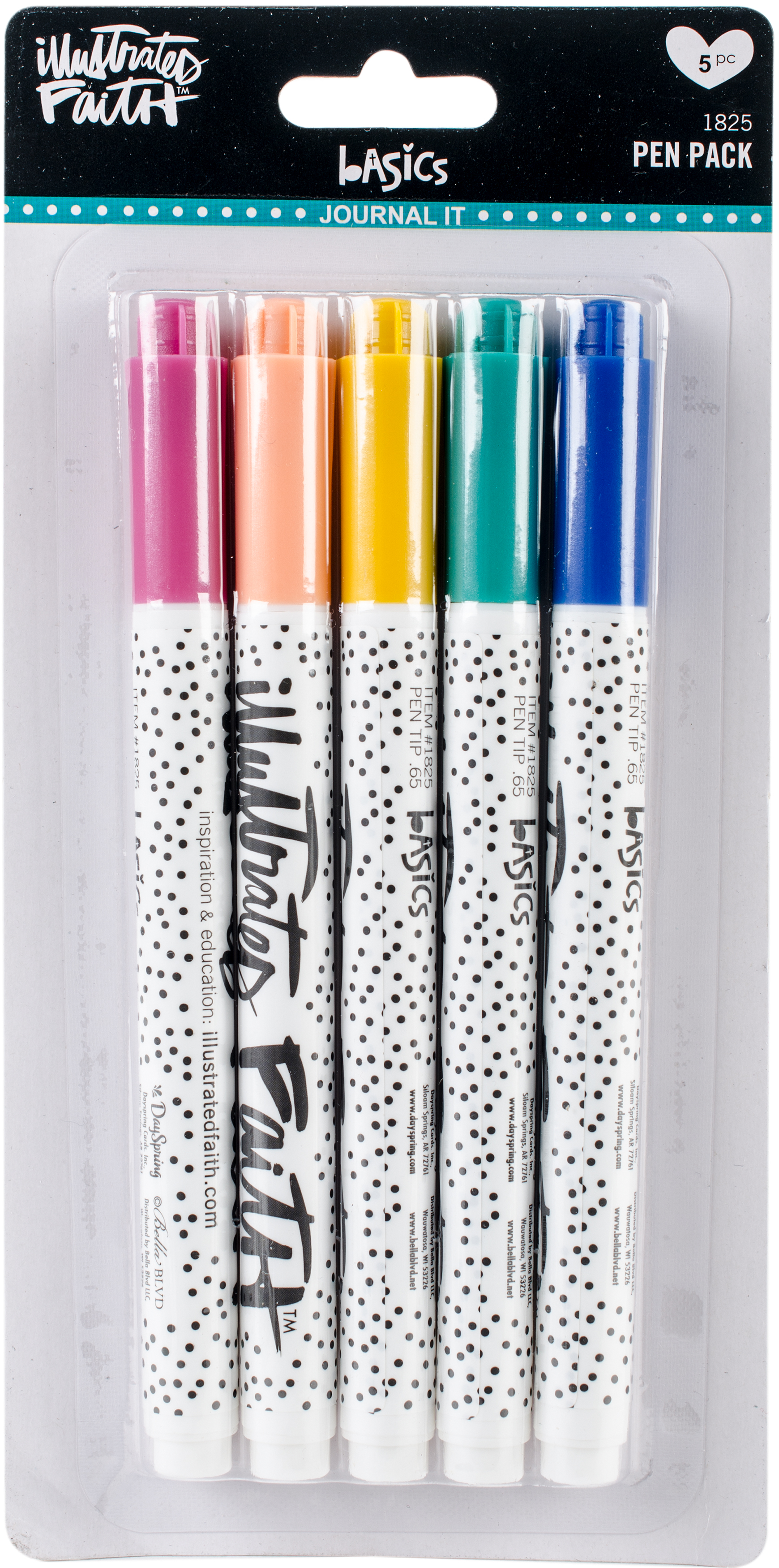 Illustrated Faith Basics Precision Pens 5/Pkg-Assorted Colors, .65 Nib ...