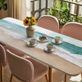 Abstract Beach Waves Fitted Rectangle Tablecloth 32" x 96" Retro Blue ...