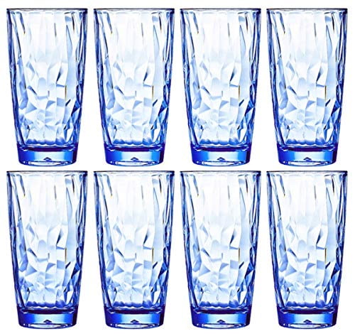 16 Oz 8-Piece Premium Unbreakable Drinking Glasses Plastic Tumblers ...