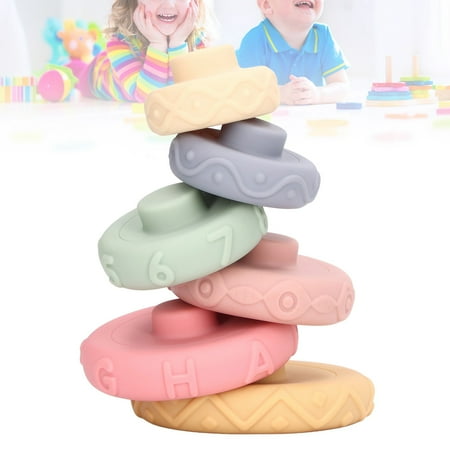 Soft Silicone Building Blocks 9pcs Baby Blocks Nesting Circle Toy Rings ...