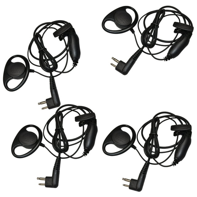 HQRP 4-Pack D Shape Earpiece Headset PTT Mic for Bearcom Radio Devices ...