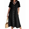 Jaimenalin Women'S Light-Weight V Neck Short Sleeve Button Down Loose ...